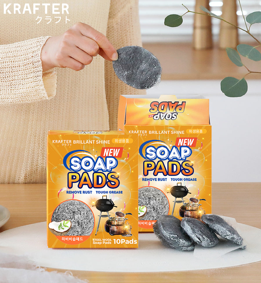 🥇(SG Stock) Krafter Korea All-in-one Bubble Loofah Wool Steel Soap Pad